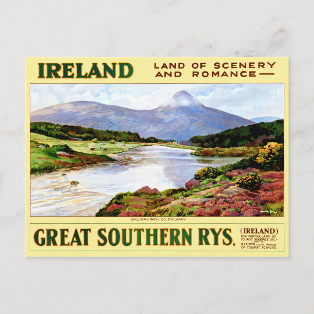 Ireland Restored Vintage Travel Poster Postcard | Zazzle