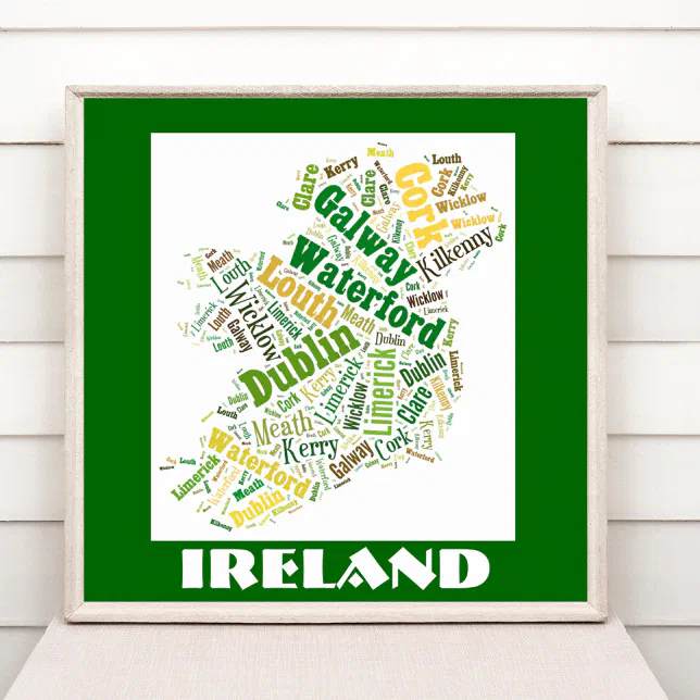Ireland Silhouette Word Art Poster | Zazzle