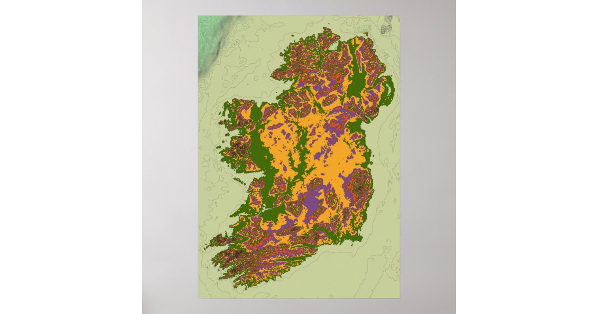Ireland topographic map poster | Zazzle