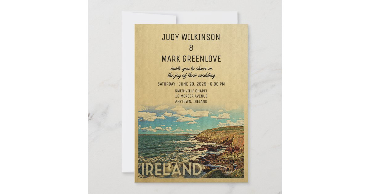 Ireland Wedding Invitation Vintage Mid-Century | Zazzle