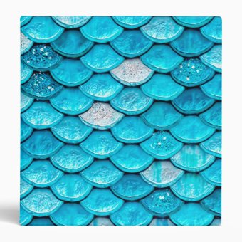 Iridescent Blue Glitter Shiny Mermaid Fish Scales Binder | Zazzle