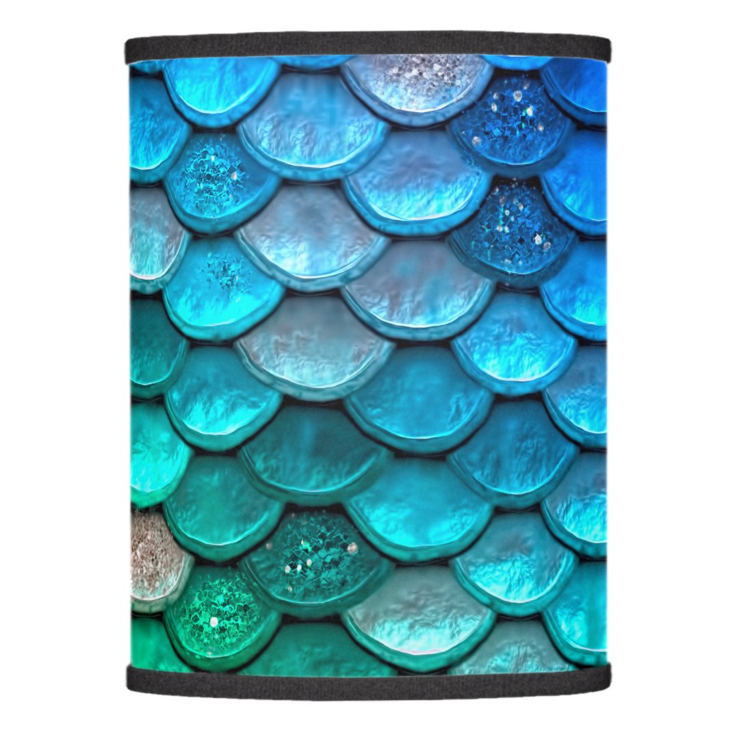 Iridescent Blue Green Glitter Mermaid Fish Scales Lamp Shade | Zazzle