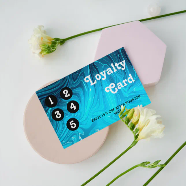 Iridescent Blue Teal Aqua Esthetician Loyalty Card | Zazzle