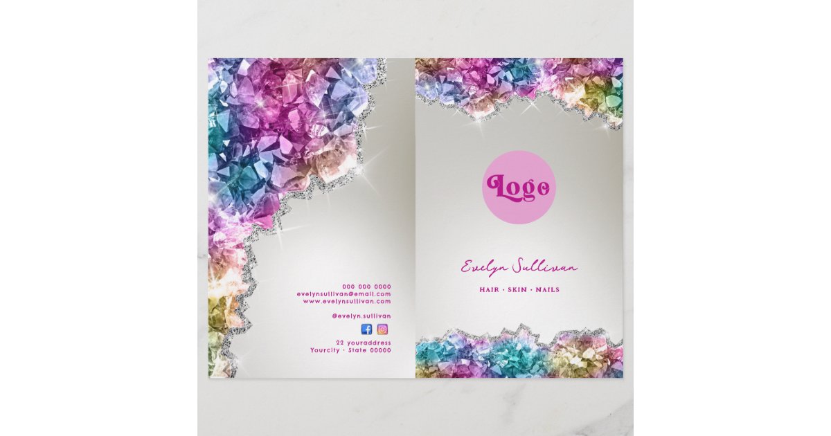 Iridescent crystals service menu brochure | Zazzle