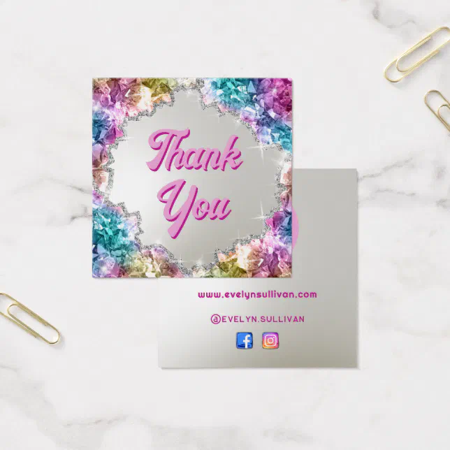 Iridescent crystals thank you package insert | Zazzle