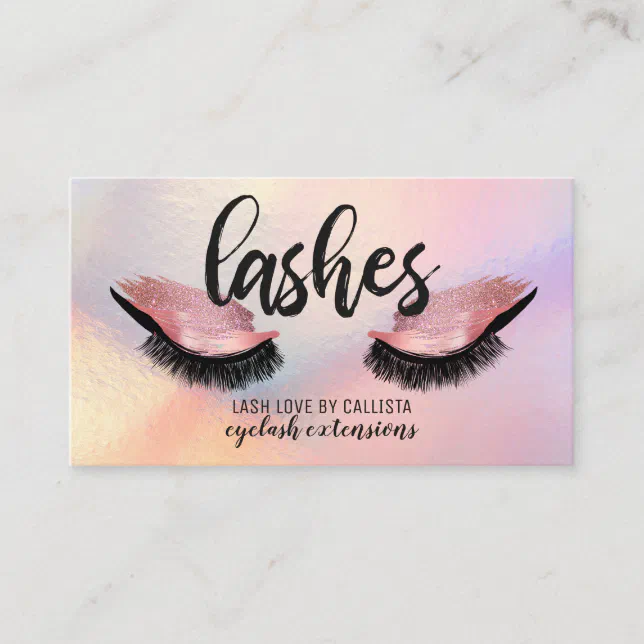 Iridescent Eyelash Pink Glitter Metallic Lashes Business Card | Zazzle