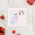 Iridescent Ghost Hey Boo Pastel Halloween Birthday Napkins | Zazzle