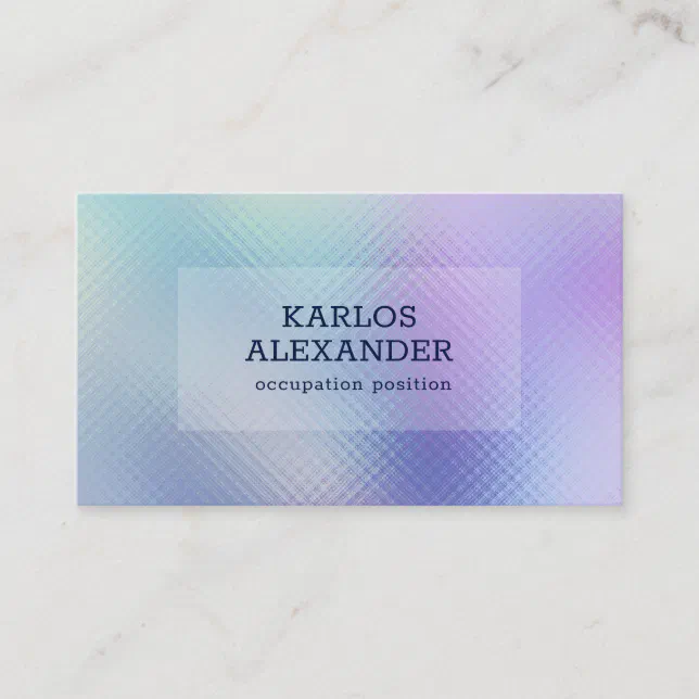 Iridescent glass 2 purple & blue background business card | Zazzle