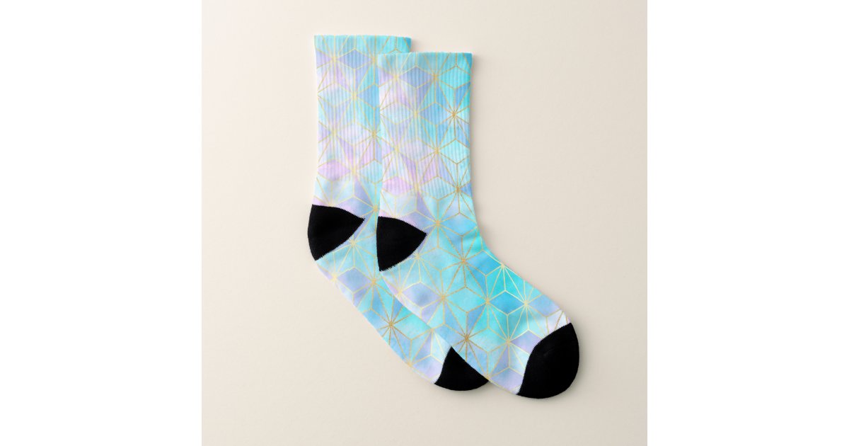 Iridescent Glass Geometric Pattern Socks | Zazzle