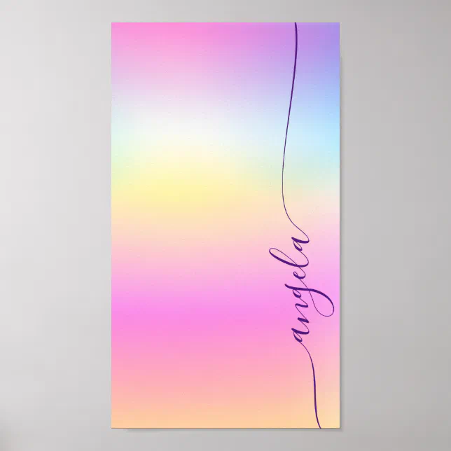 Iridescent Gradient Glam Name Phone Wallpaper Poster | Zazzle