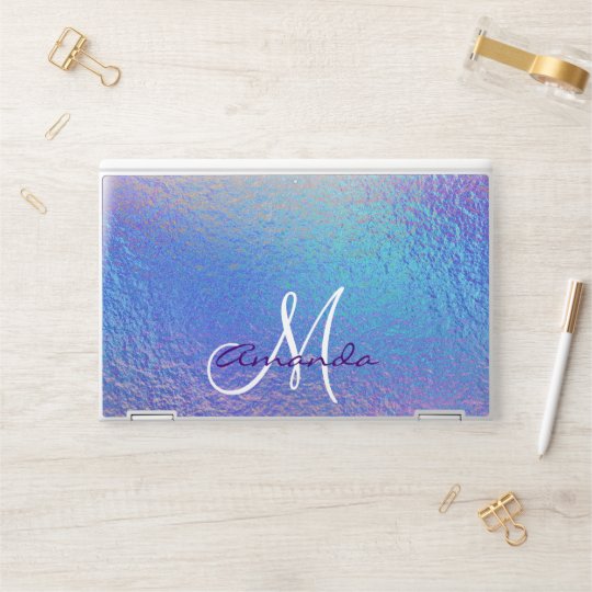 Iridescent Holographic Personalized Monogram HP Laptop Skin | Zazzle.com