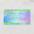 Iridescent Pastel Green Blue Gold Liquid Business Card | Zazzle
