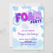 Iridescent Purple Foam Party Birthday Invitation | Zazzle