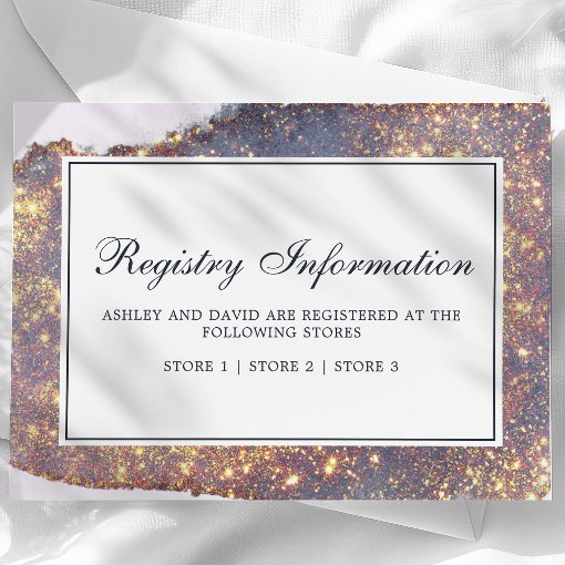 Iridescent Purple Glitter Wedding Registry Enclosure Card | Zazzle
