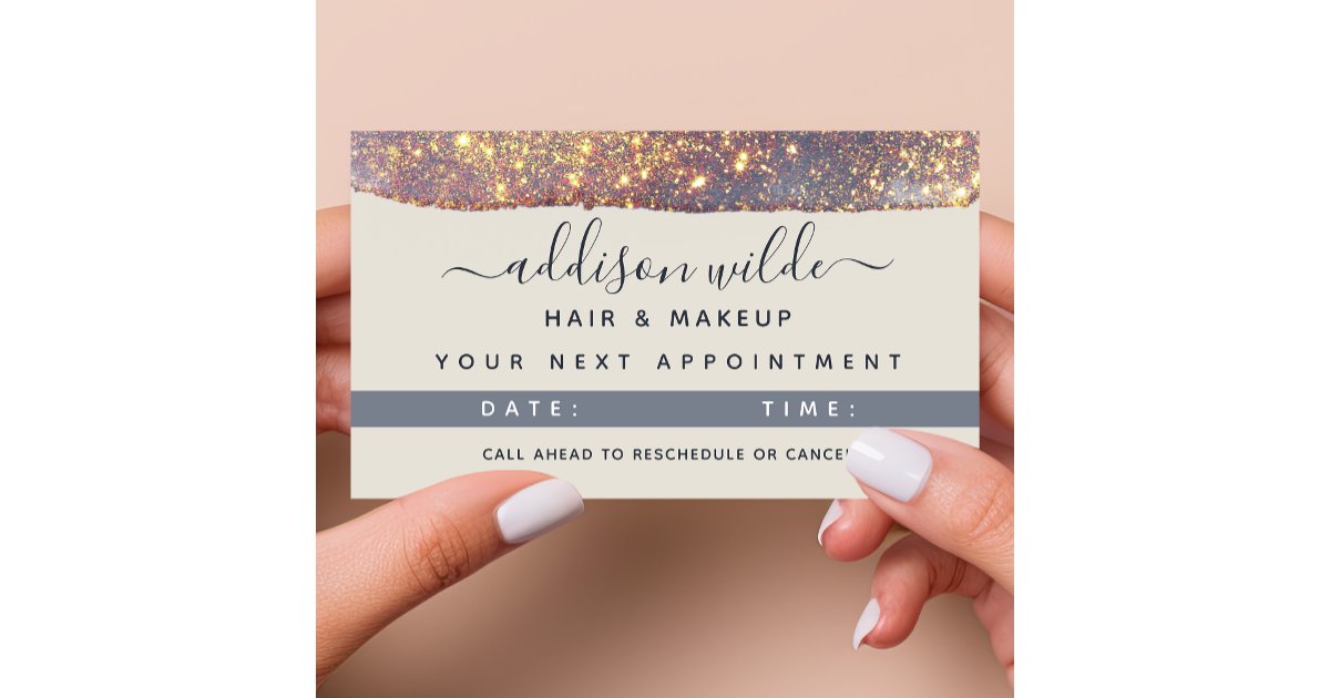 Iridescent Purple Gold Glam Glitter Appointment Card | Zazzle