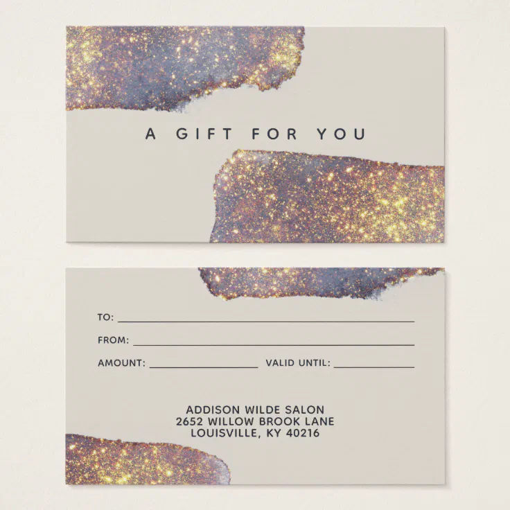 Iridescent Purple Gold Glam Glitter Gift Card | Zazzle