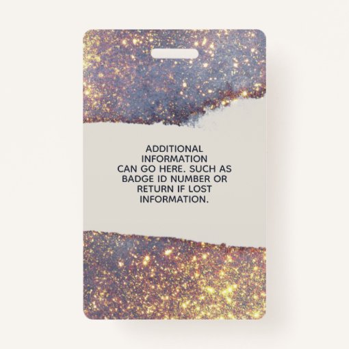 Iridescent Purple Gold Glam Glitter Salon ID Badge | Zazzle