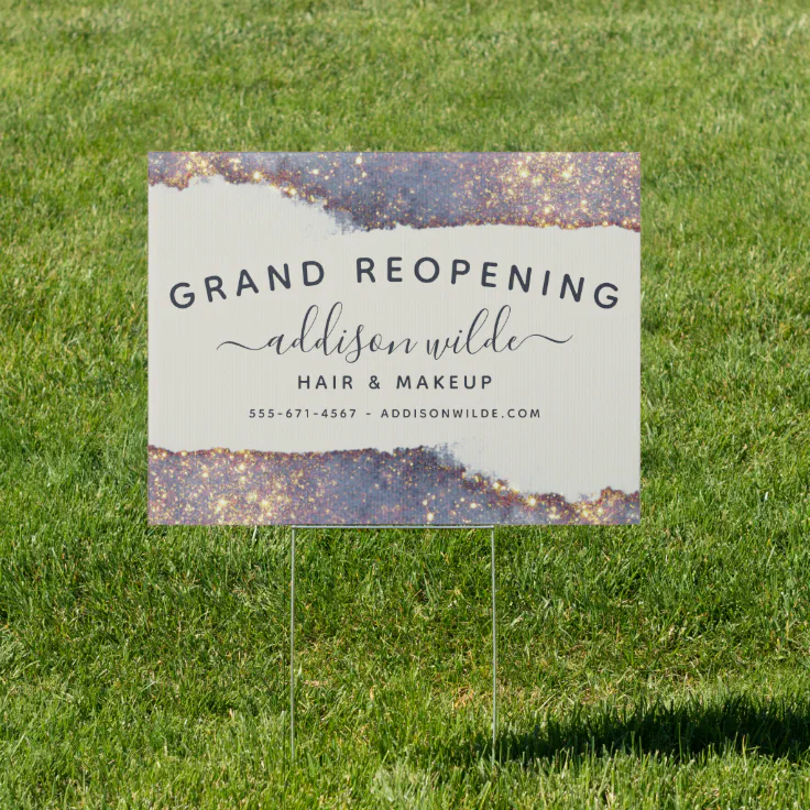Iridescent Purple Gold Glam Glitter Salon Sign | Zazzle