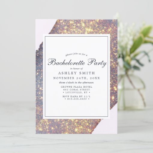 Iridescent Purple Gold Glitter Bachelorette Party Invitation | Zazzle