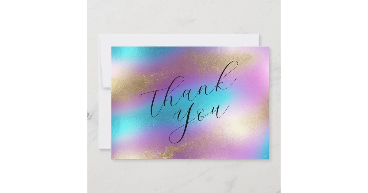 Iridescent Rainbow Glam Thank You Card | Zazzle