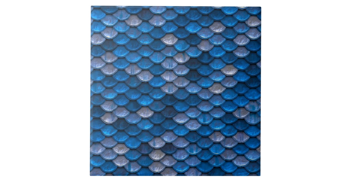 Iridescent Shiny Blue Mermaid Fish Scales Tile | Zazzle