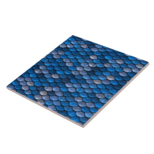 Iridescent Shiny Blue Mermaid Fish Scales Tile | Zazzle