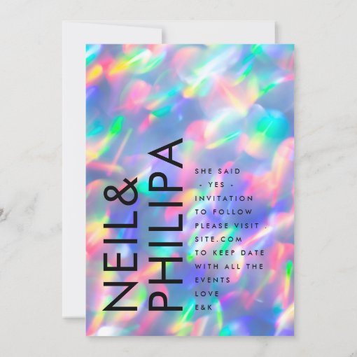 Iridescent Ultra Modern Bold Names non Photo Save The Date | Zazzle