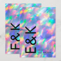 Iridescent Ultra Modern Monogram non Photo Save The Date | Zazzle