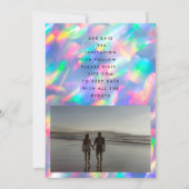 Iridescent Ultra Modern Monogram Photo Save The Date | Zazzle