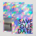 Iridescent Ultra Modern Monogram Photo Save The Date | Zazzle