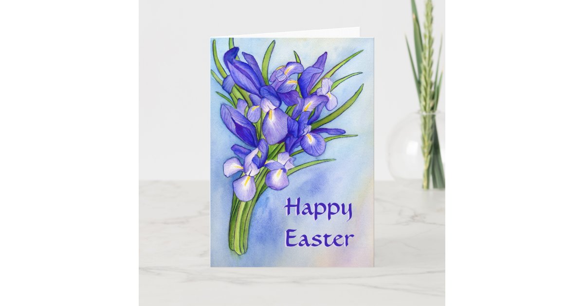 Iris Bouquet "Happy Easter" Greeting Card | Zazzle