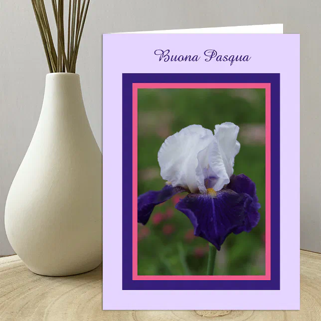 Iris Happy Easter in Italian -- Buona Pasqua Holiday Card | Zazzle