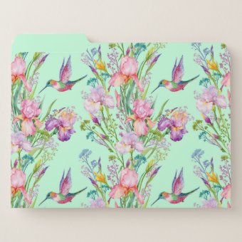 Iris Hummingbird Garden File Folder | Zazzle