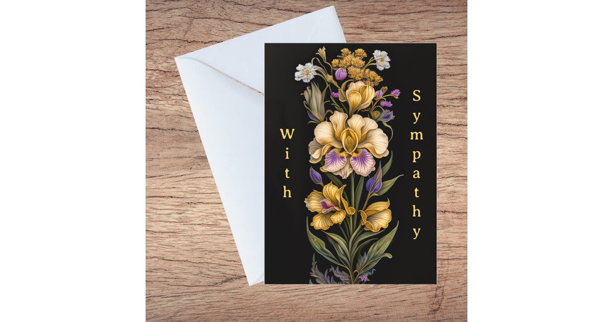 Iris Linear Bouquet Artwork Sympathy Card | Zazzle