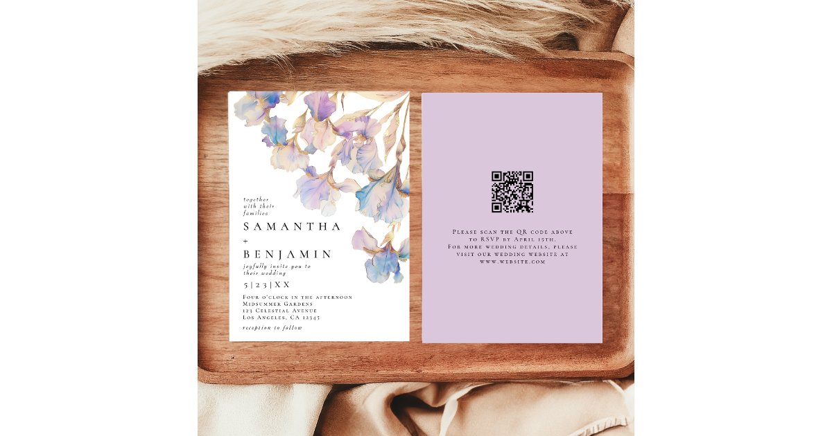 Iris QR Code Wedding Invitation | Zazzle