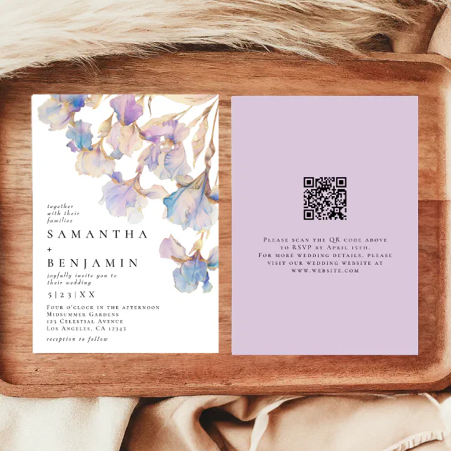 Iris QR Code Wedding Invitation | Zazzle