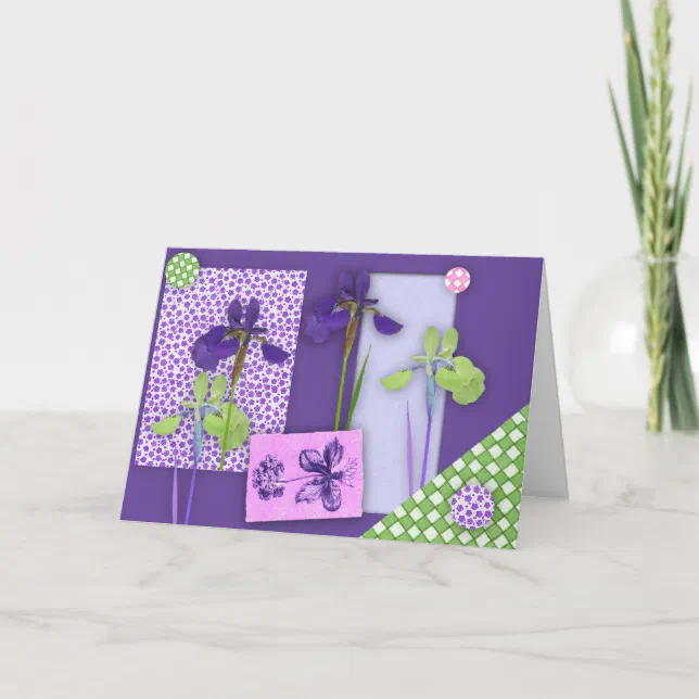 Iris Scrapbook Birthday Card (Large Font) | Zazzle