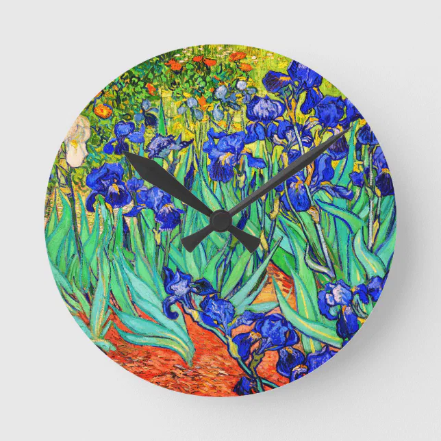 Irises by Vincent Van Gogh Round Clock | Zazzle