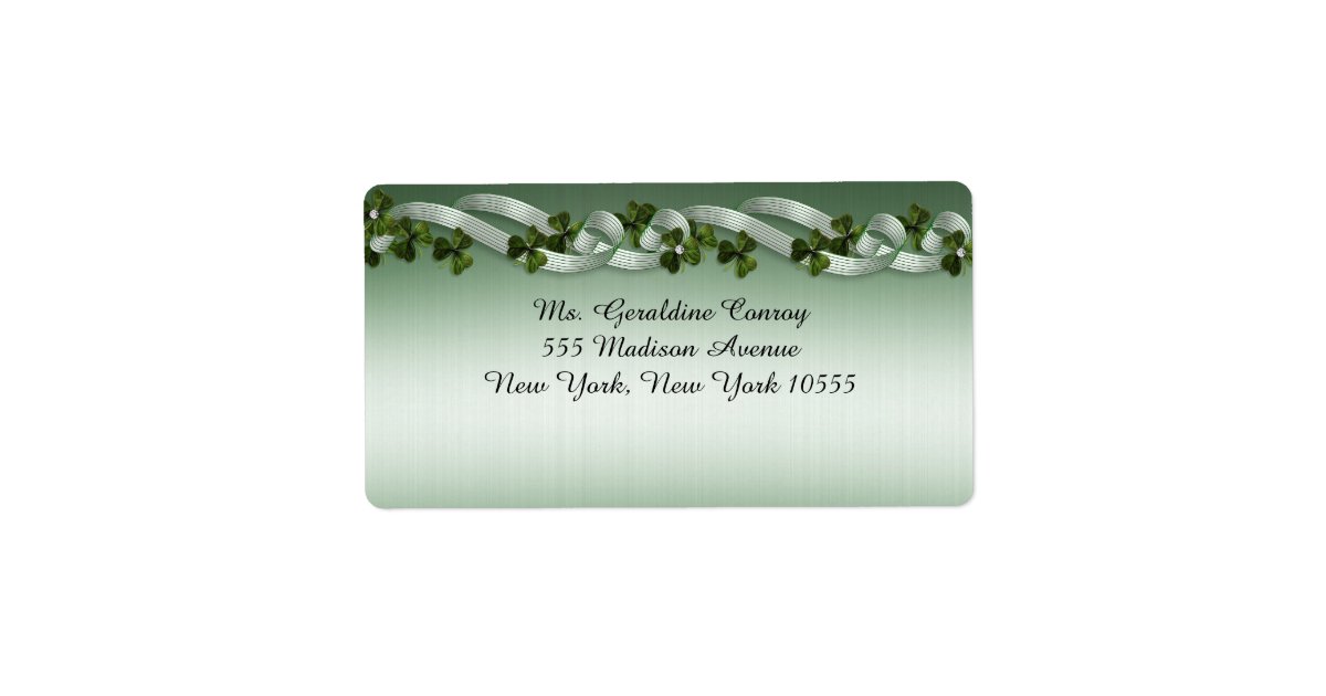 Irish address labels shamrocks and ribbons | Zazzle
