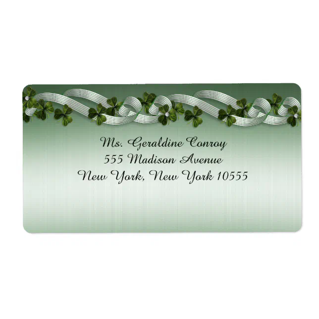 Irish address labels shamrocks and ribbons | Zazzle