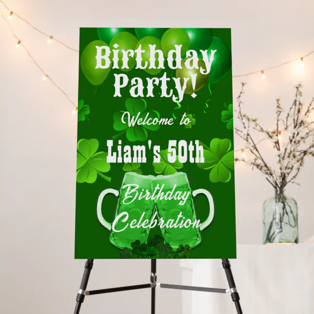 Irish Adult Birthday Party Welcome Foam Board | Zazzle
