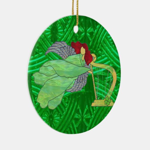 Irish Angel and Harp in Stained Glass Ceramic Ornament | Zazzle