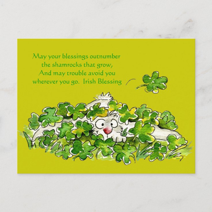 Irish Blessing Cute Cartoon St. Paddys Postcards | Zazzle