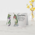 Irish Blessing Happy Birthday Courage Hummingbird Card | Zazzle