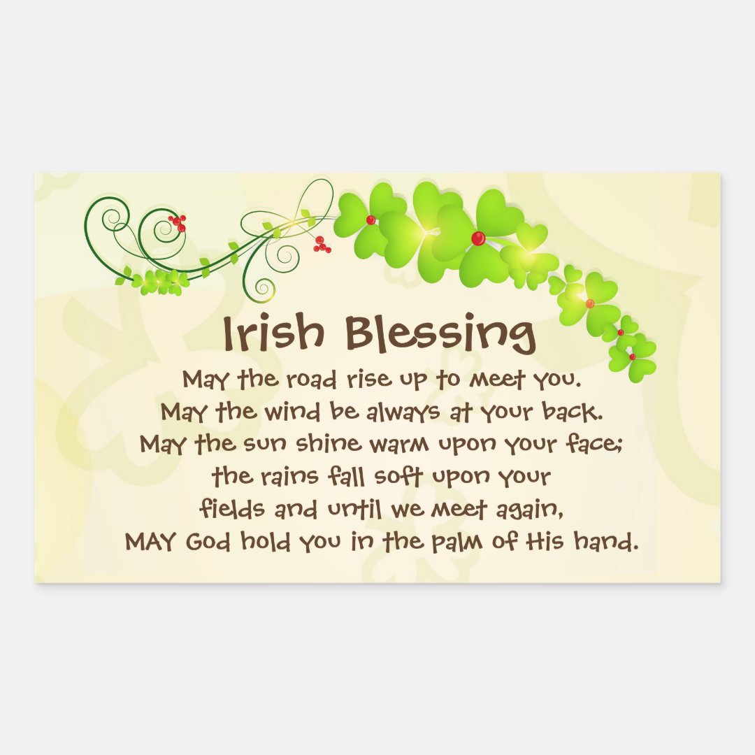 Irish Blessing, May the Road Rise Up to Meet You Rectangular Sticker ...