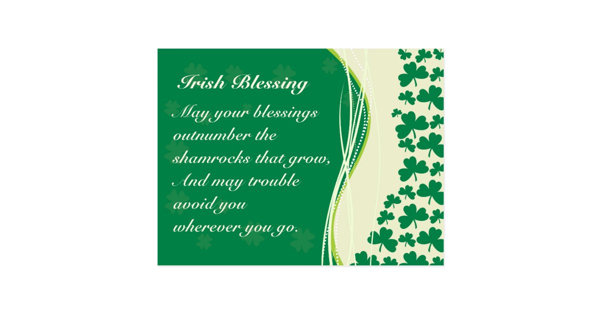 Irish Blessing Shamrocks Design Custom Postcard | Zazzle.com