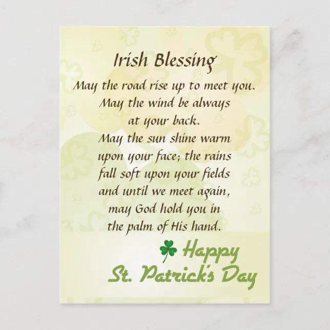 Irish Blessing St. Patrick's Day Custom Postcard | Zazzle