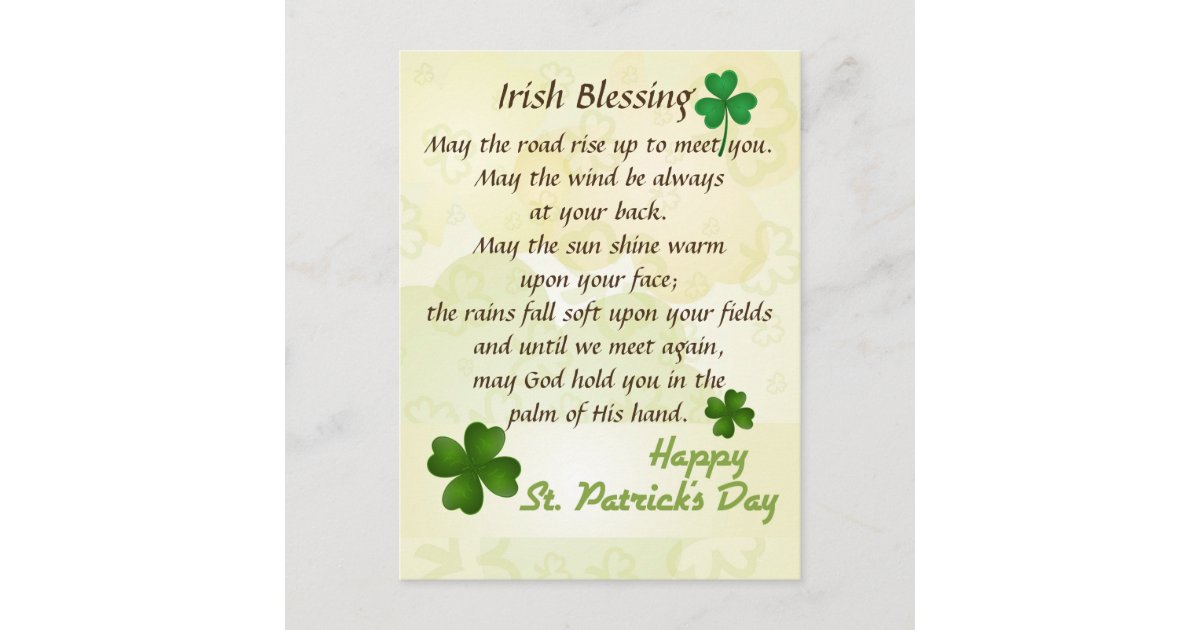 Irish Blessing St. Patrick's Day Custom Postcard | Zazzle