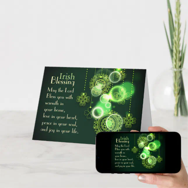 Irish Blessing The Lord Bless You, Shamrock Design Card | Zazzle