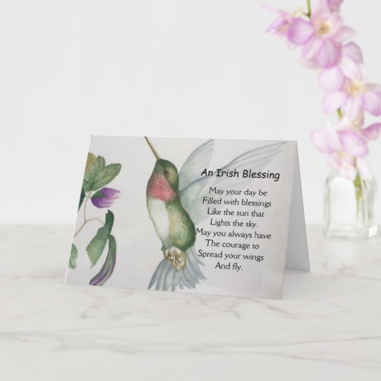 Irish Blessing Thinking Of You Bravery Hummingbird Card | Zazzle.com